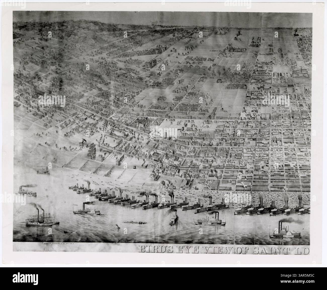 This black-and-white photograph provides an aerial view of the northern ...