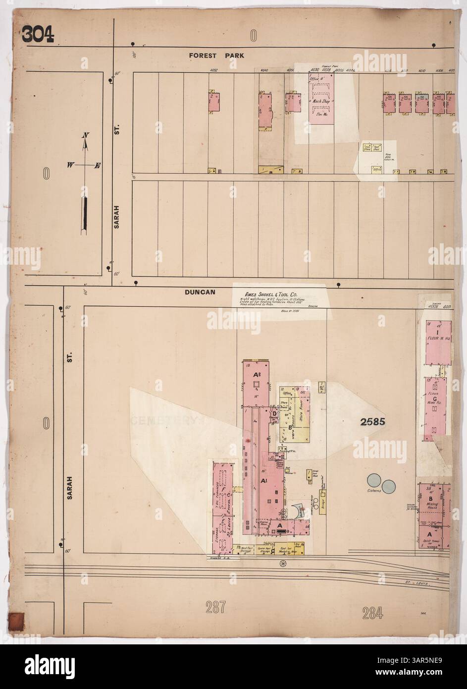 This 1896 fire insurance map, Volume 5, page 305, details St. Louis ...