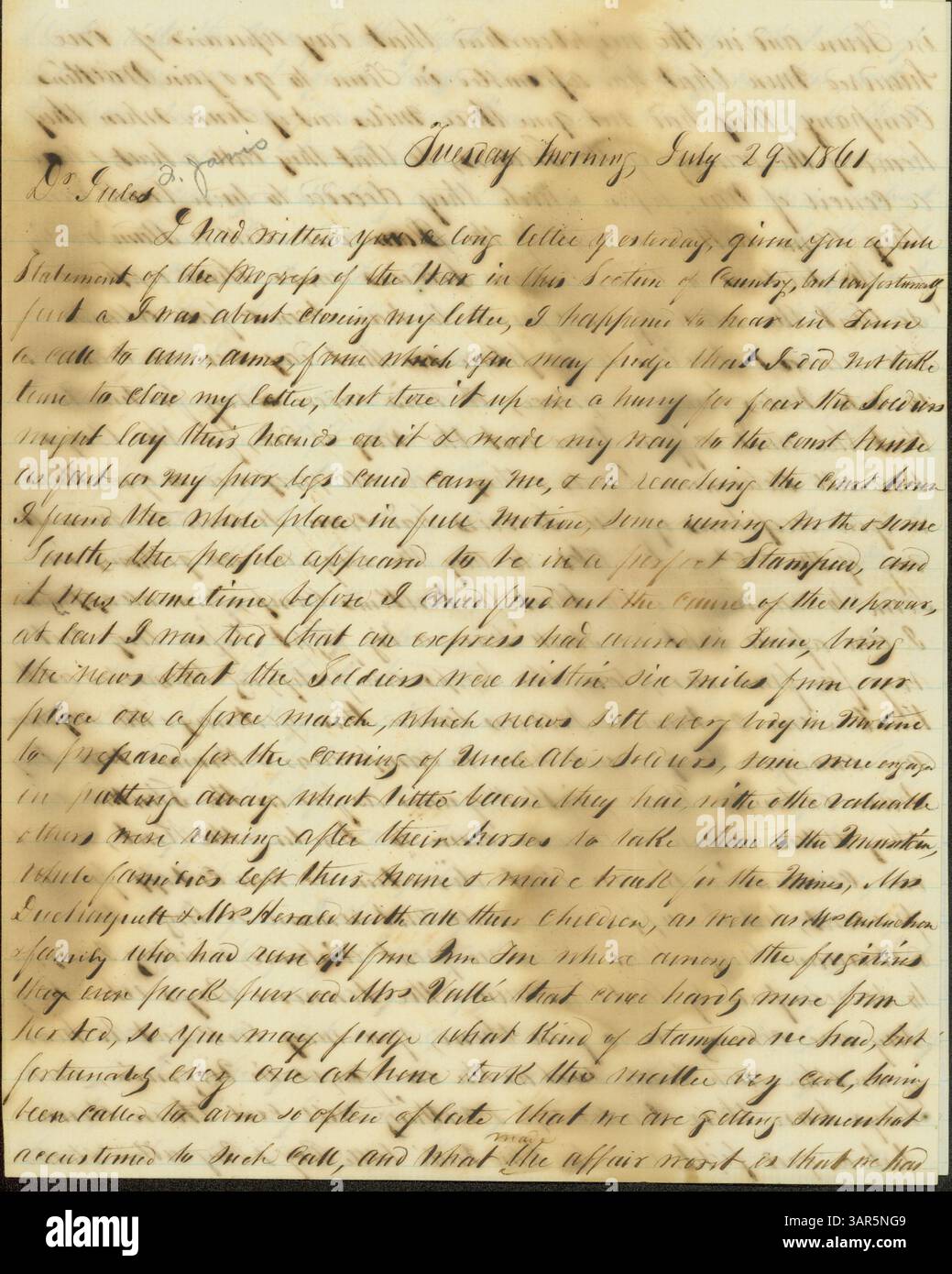 This letter from H. Janis to Dr. Jules, dated July 29, 1861, describes ...