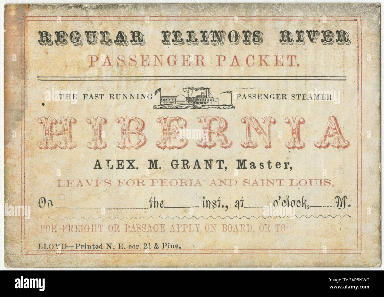 This advertising card features the passenger steamer 'Hibernia ...