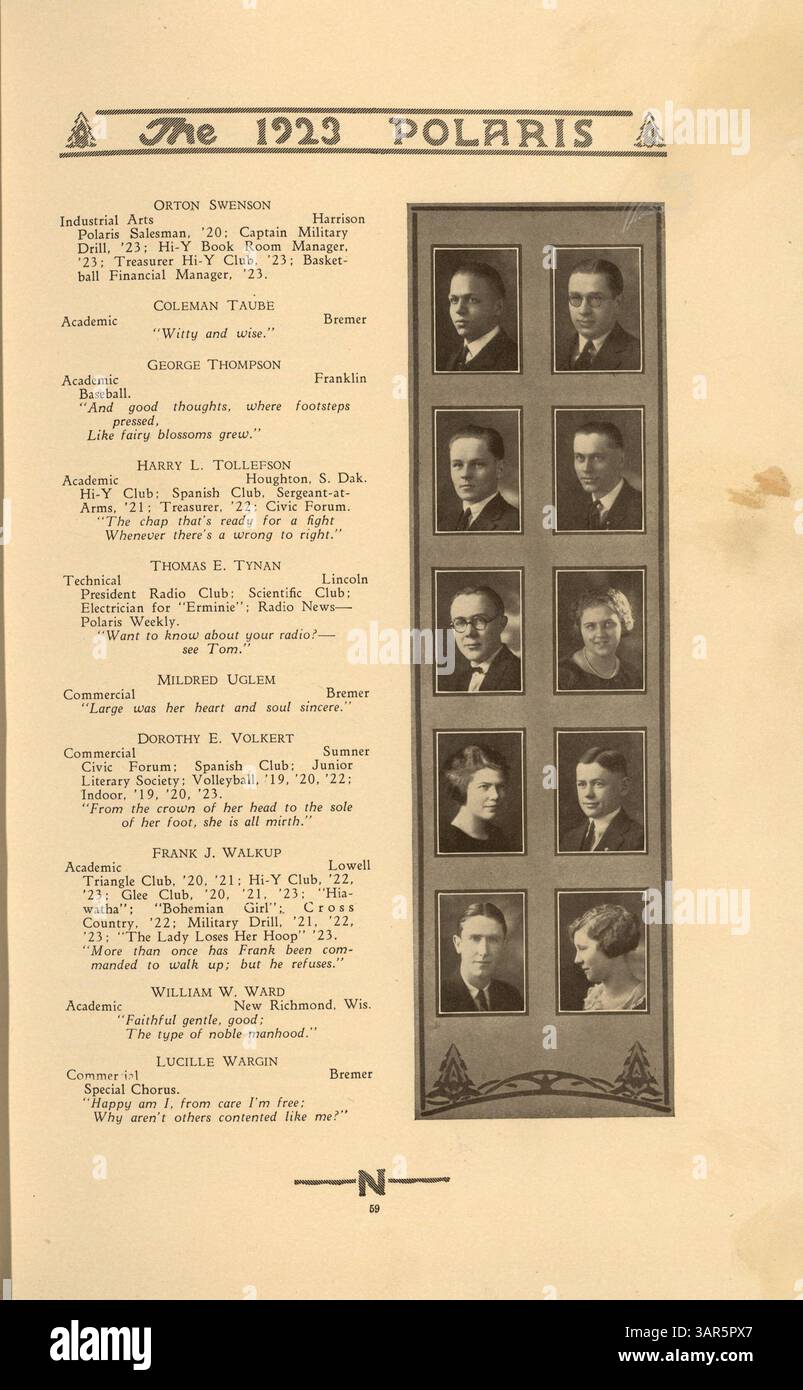 The 1923 North High Yearbook, Polaris, is an archival resource ...