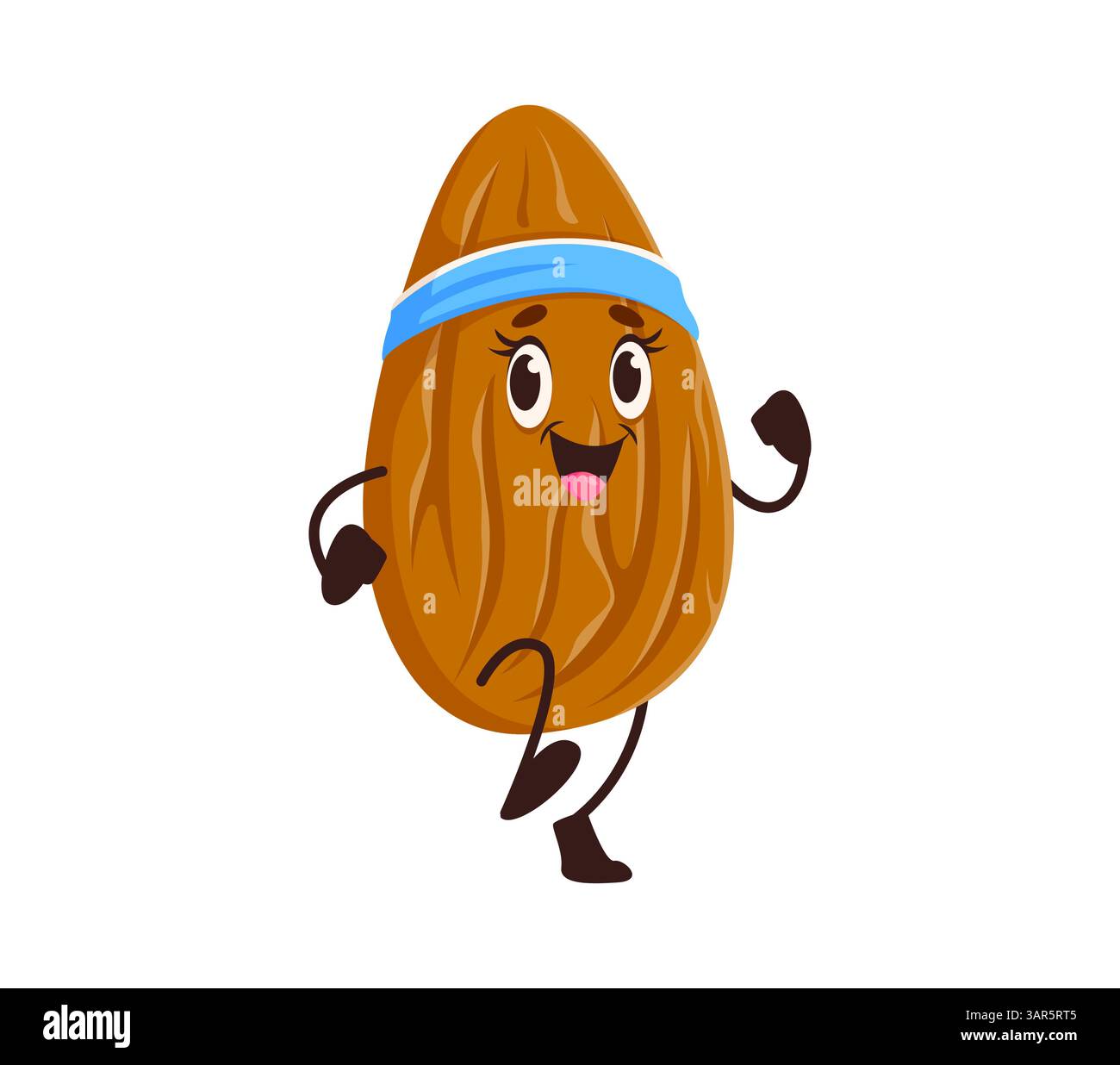 Cartoon funny almond nut character happily jogging, showcasing its ...
