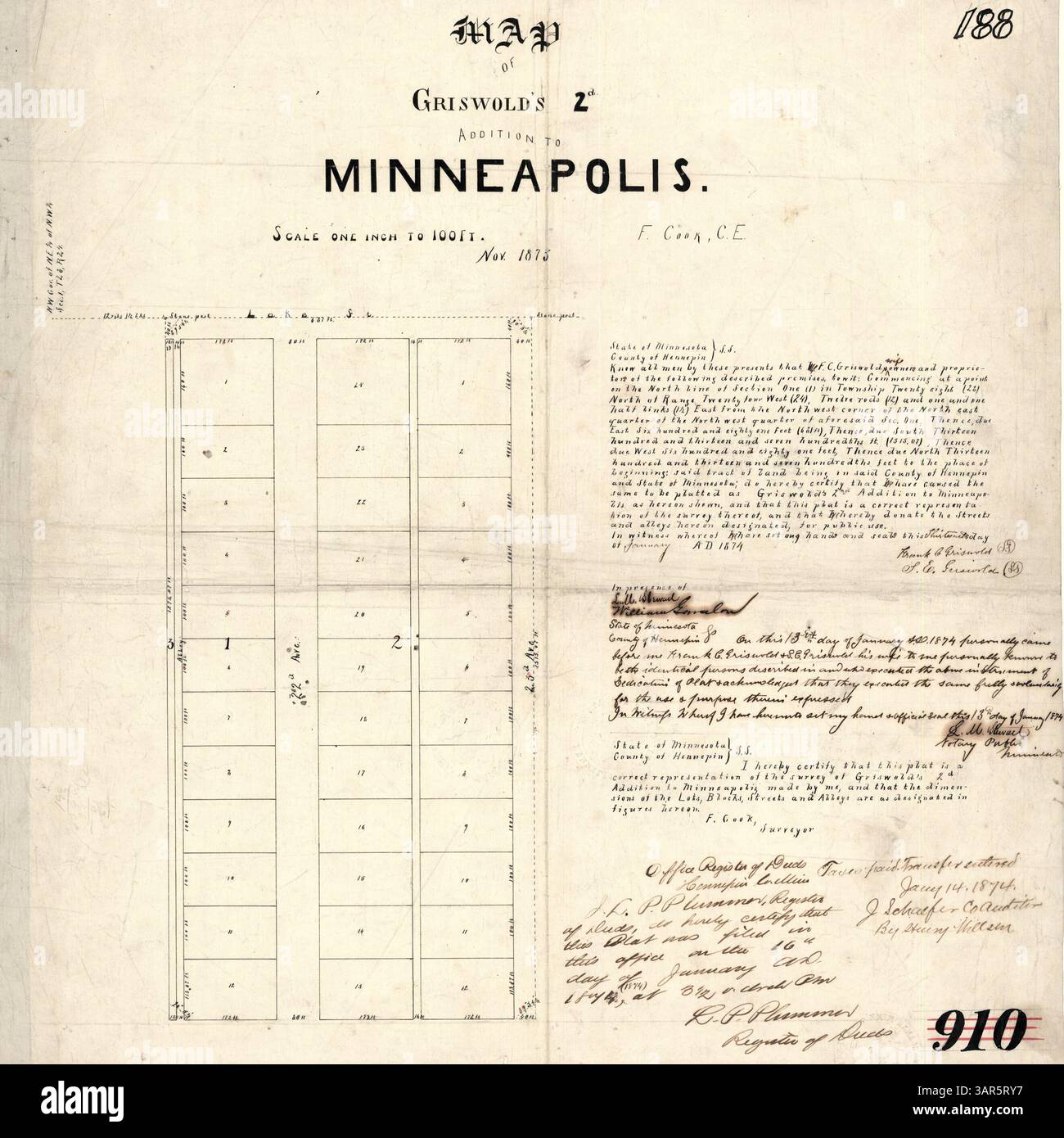 This historical map of Griswold's 2nd Addition to Minneapolis from the ...