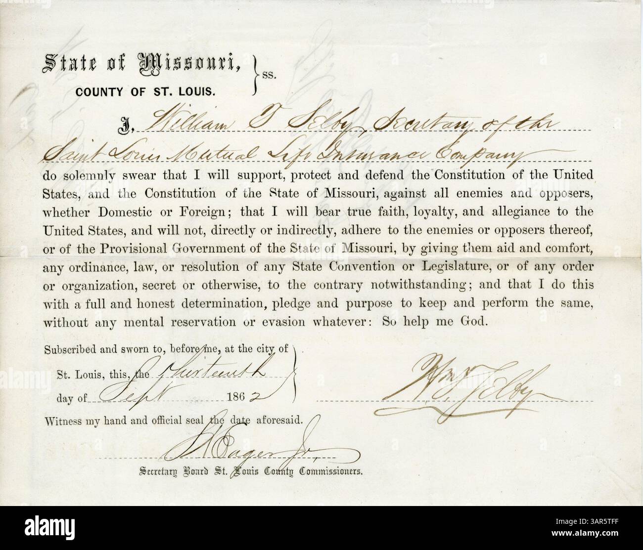 William T. Selby of St. Louis, Missouri, swears an oath of allegiance ...