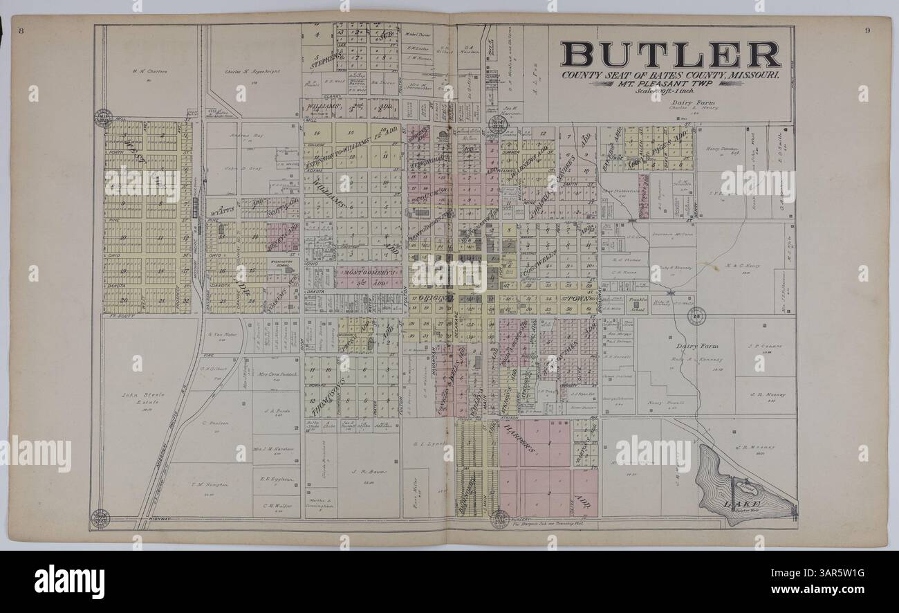 A section of the Standard Atlas of Bates County, Missouri with detailed ...