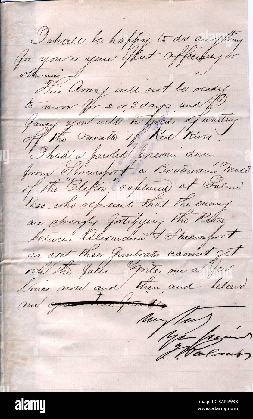 This letter, signed by J. Palmer of the U.S.S. Pensacola, was sent to ...