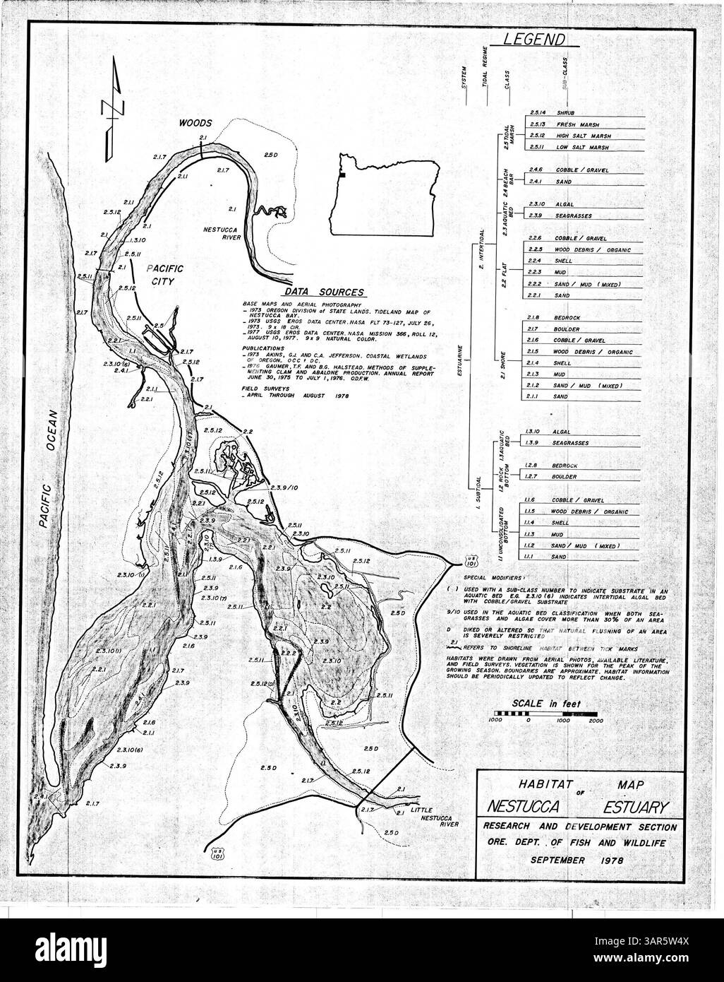This habitat map depicts the Nestucca Estuary in Oregon, created from ...