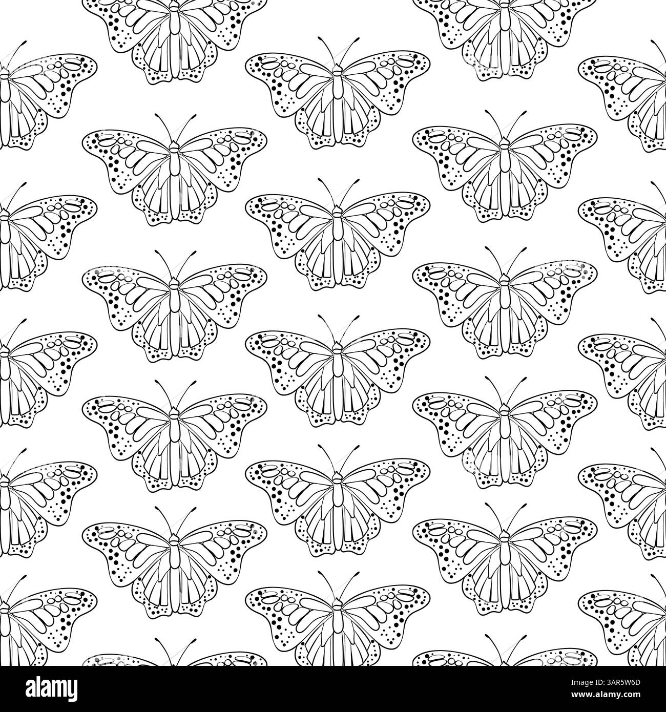Vector seamless pattern with butterfly monarch. Vintage elegant clipart ...