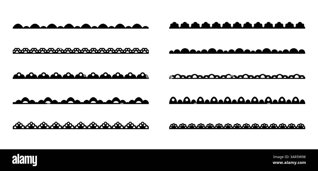 Scallop lace ornament frames, edge borders and dividers, frill ribbons ...