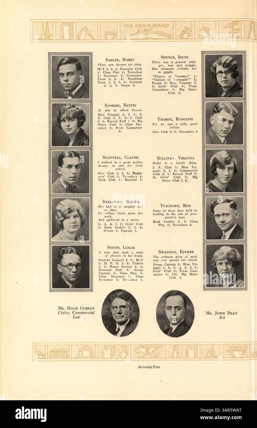 The 1927 edition of the Edison High School yearbook, showcasing ...