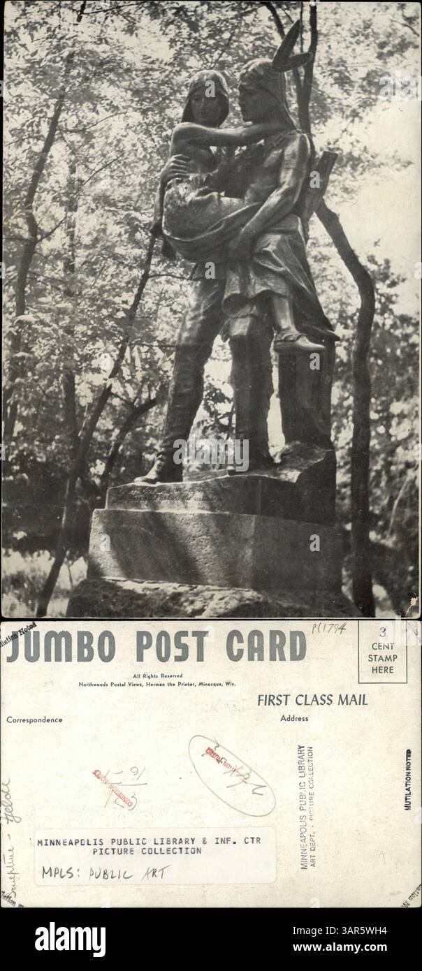 The statue of Hiawatha and Minnehaha in Minnehaha Park depicts scenes ...