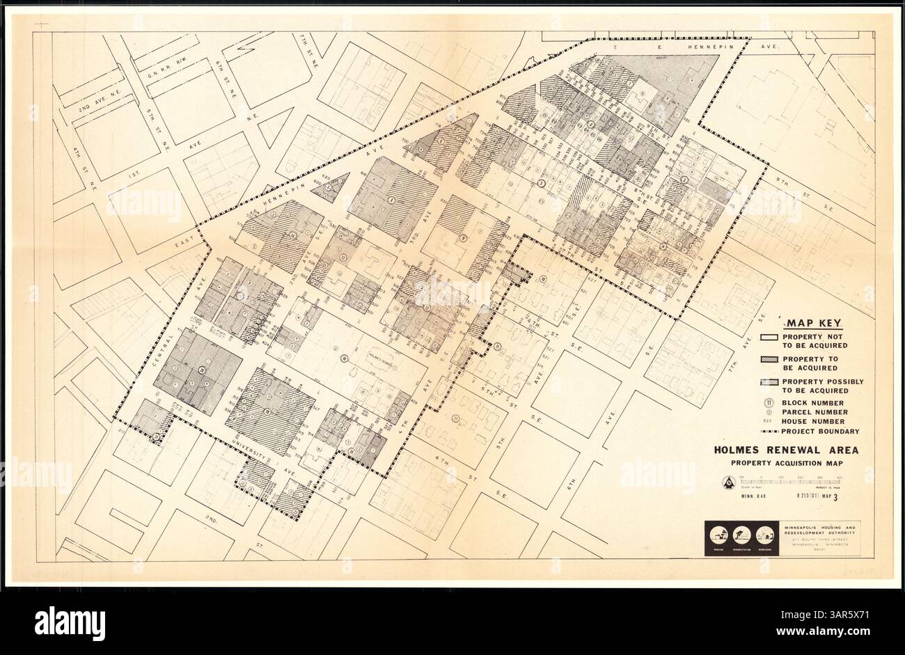 This map illustrates the properties to be acquired by the Minneapolis ...
