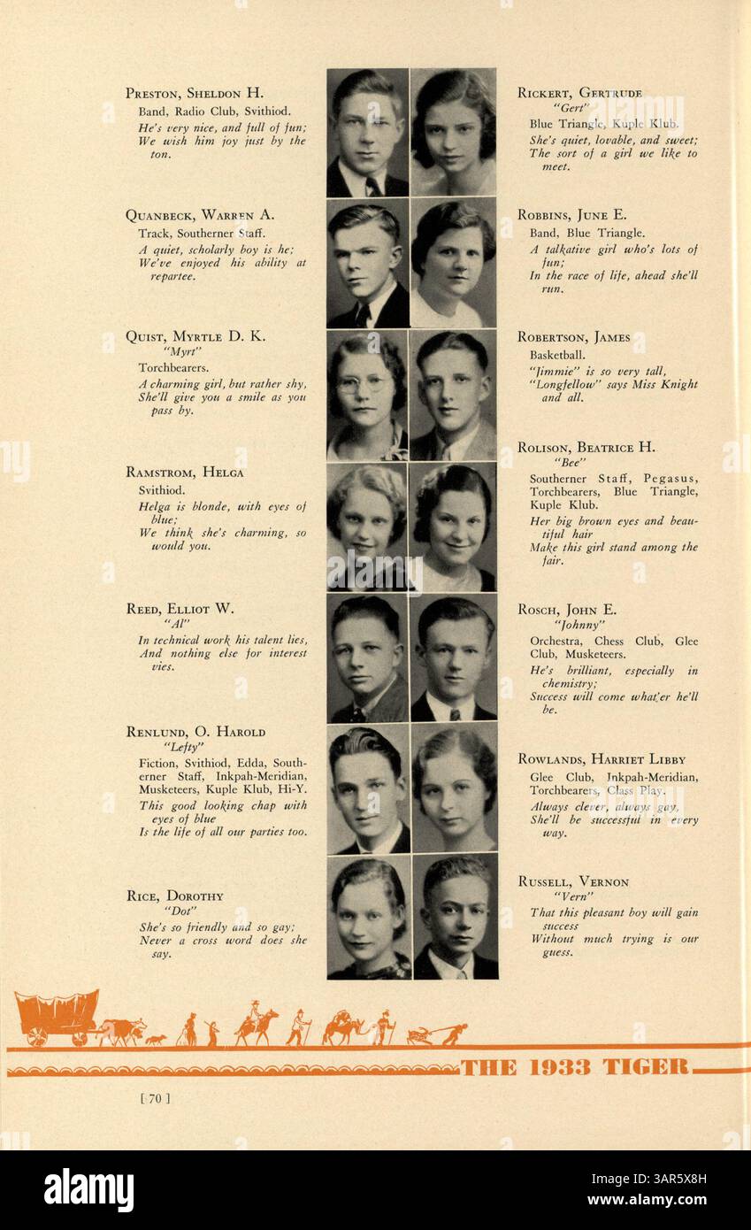 The 1933 South High Yearbook, titled Tiger, documents the students ...