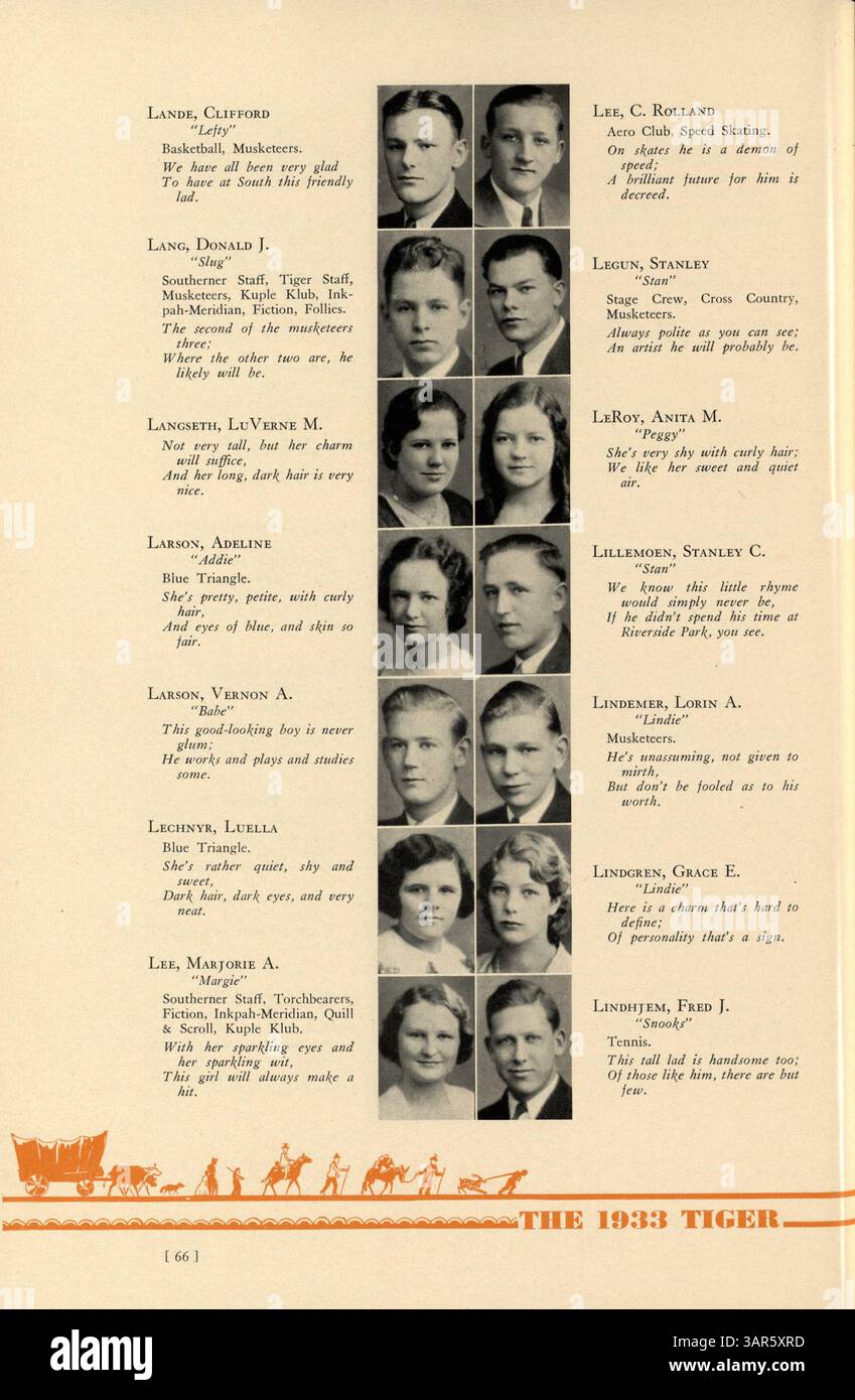 Captures the key moments of the 1932 1933 school year hi-res stock ...