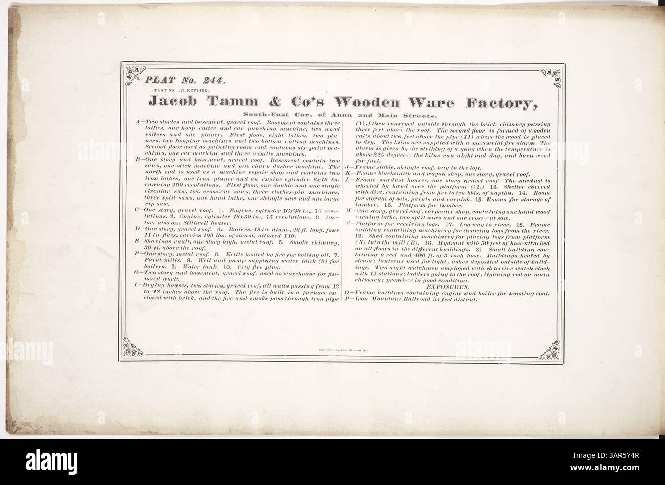 The insurance map key for Jacob Tamm and Co.'s Wooden Ware Factory ...