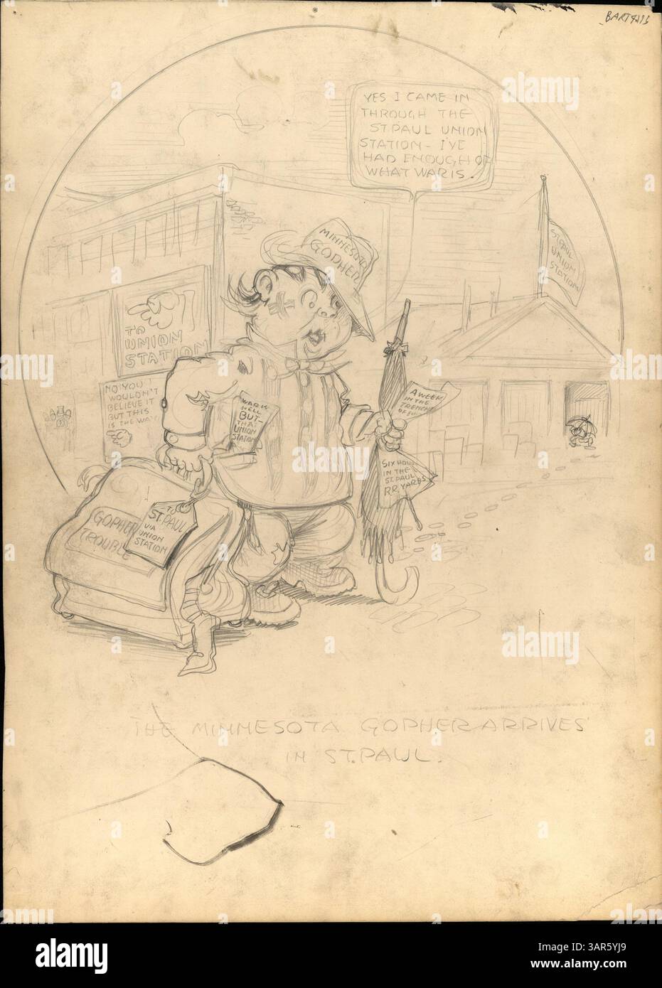 The cartoon depicts a weary 'Minnesota Gopher' commenting on the poor ...