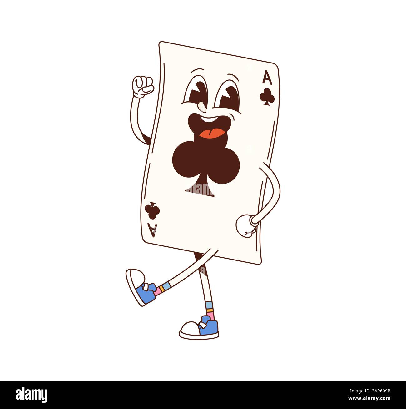 Cartoon groovy retro casino poker card character. Isolated vector Ace ...