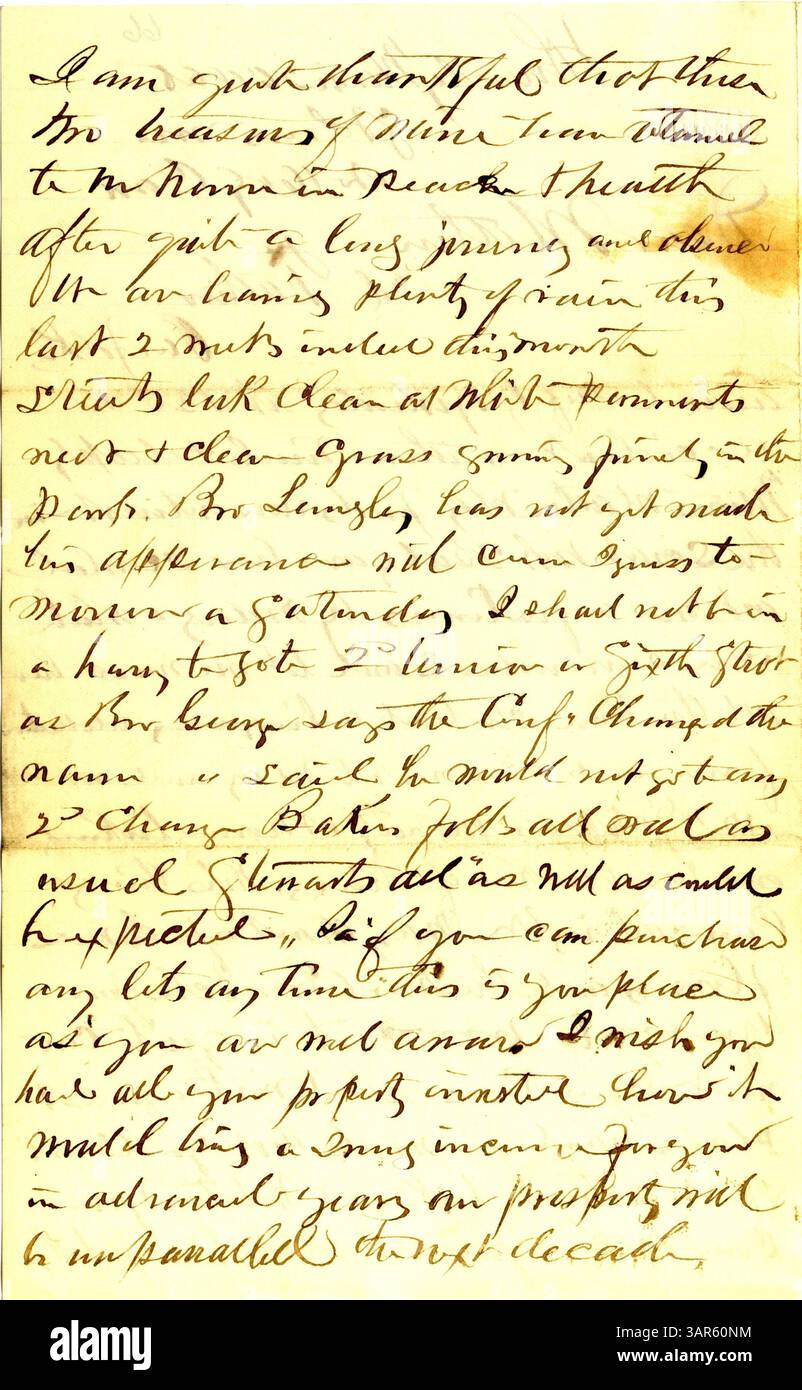 A letter from Thomas S. Hawley, dated March 26, 1866, written in St ...