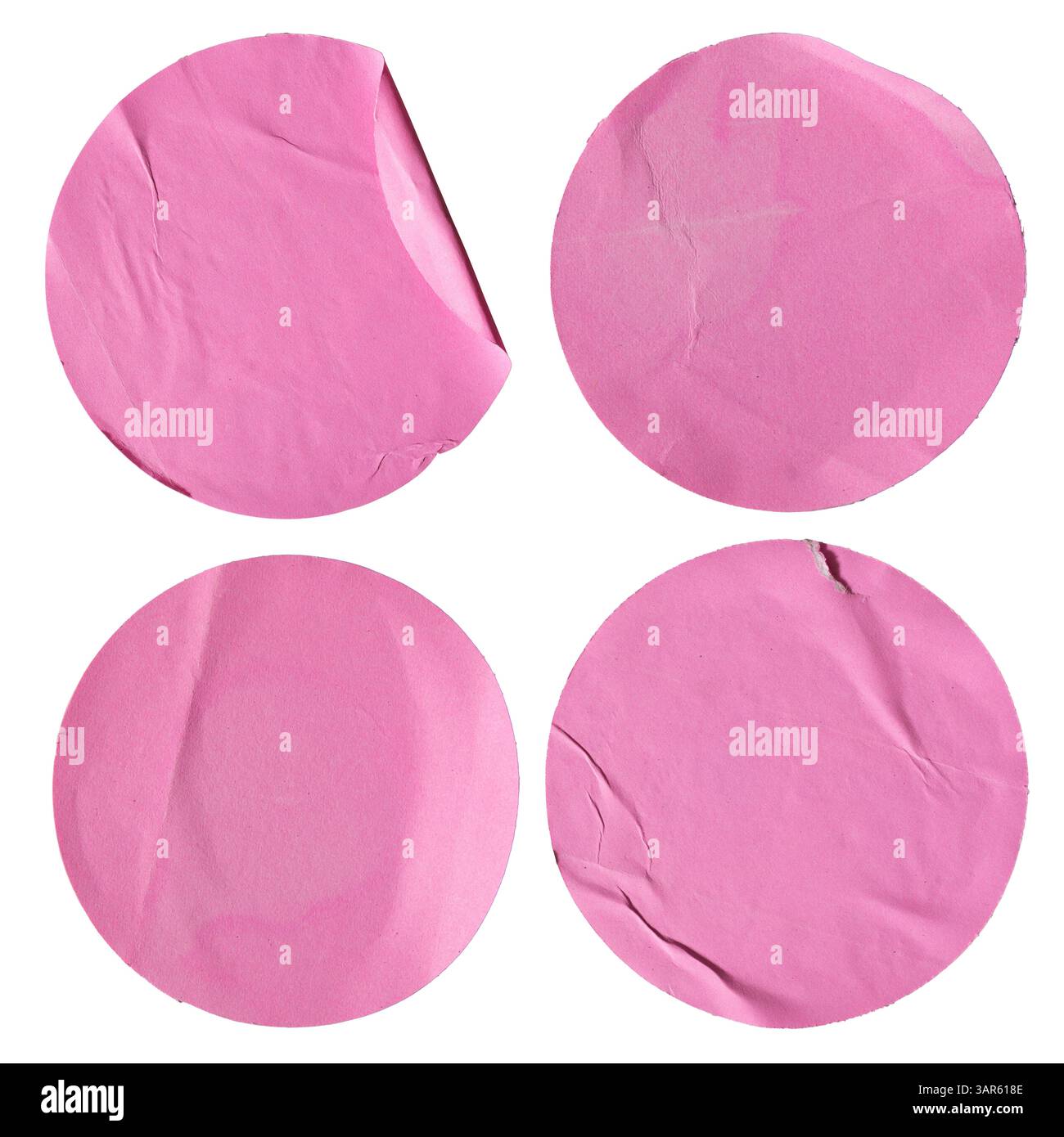 Pink circle paper stickers on white background with clipping path Stock ...