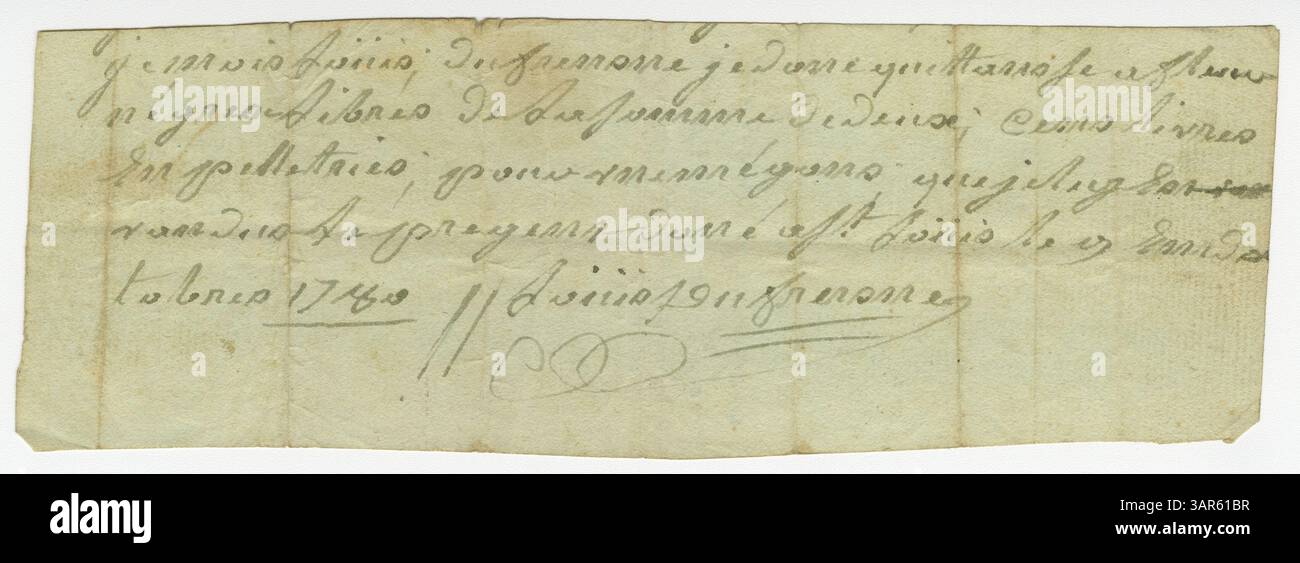 This quittance note from Louis Dufresne, dated 1780, confirms the ...