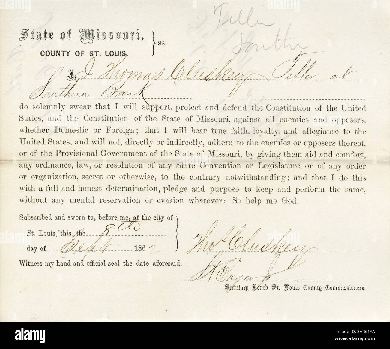 Thomas Cluskey swears an oath of allegiance to the Government of the ...