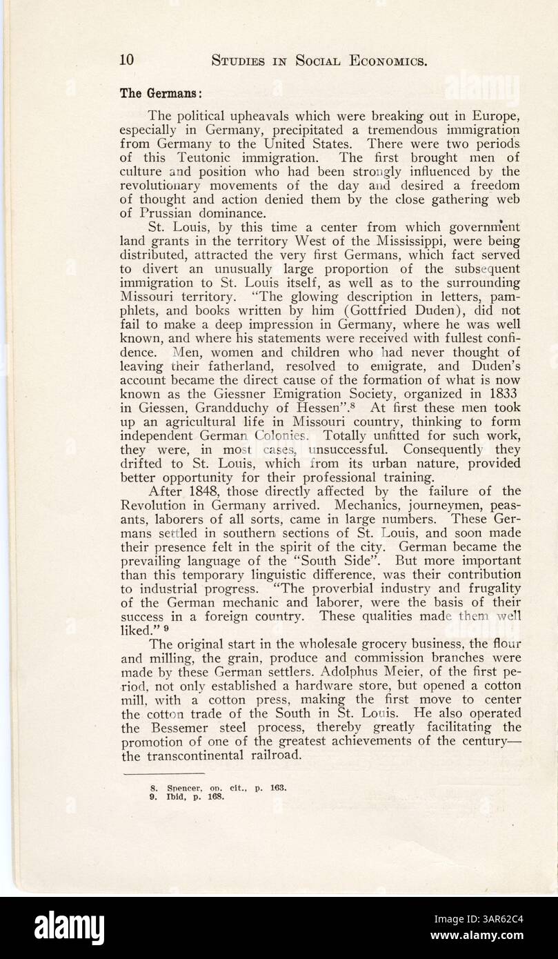 This page from 'The Immigrant in St. Louis' survey details the German ...