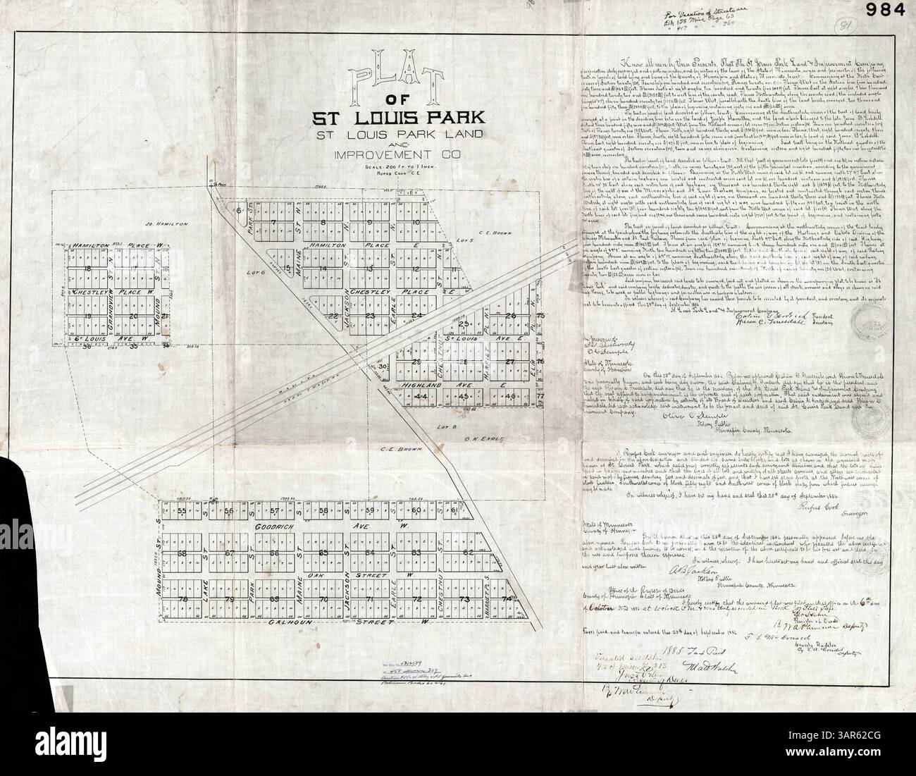 The plat of St. Louis Park, located in Hennepin County, depicts the ...