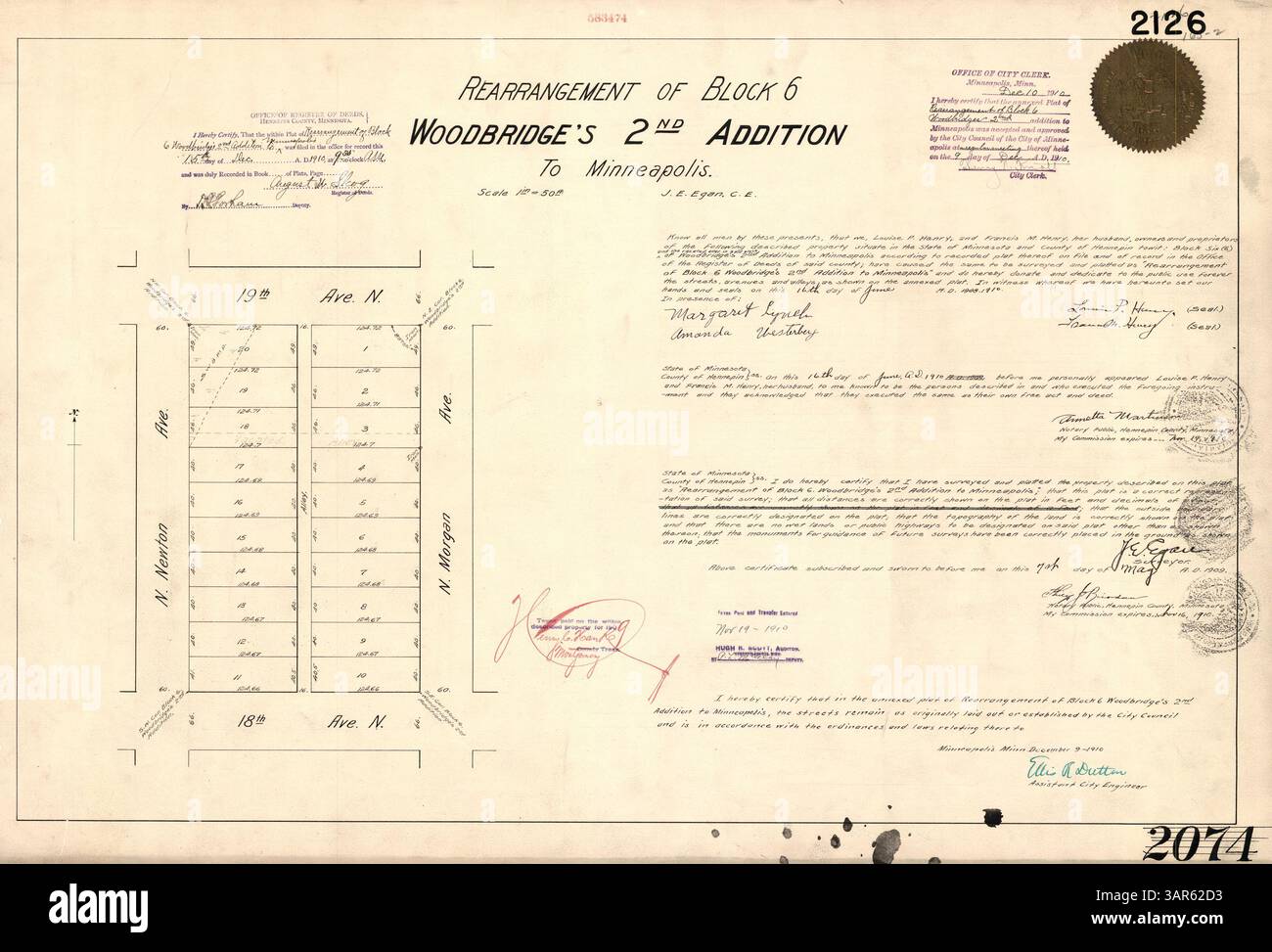 A survey and map showing the rearrangement of Block 6 in Woodbridge's ...