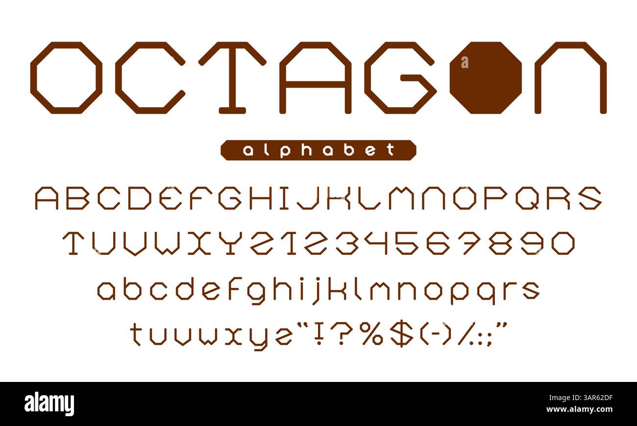 Octagon comb font, honey type, y2k honeycomb typeface. Vector ...