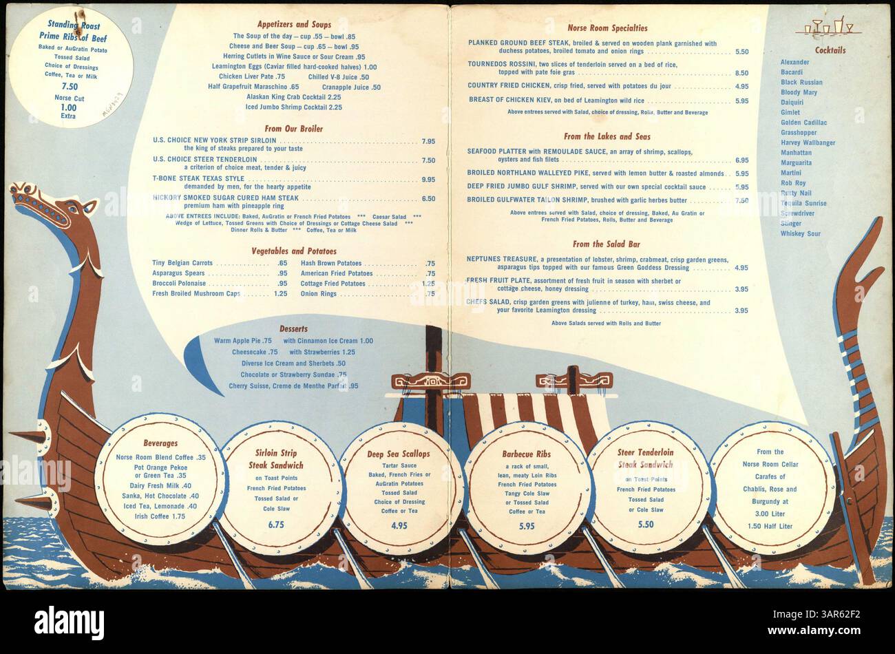 The Norse Room Menu features a striking red cover with a blue and gold ...