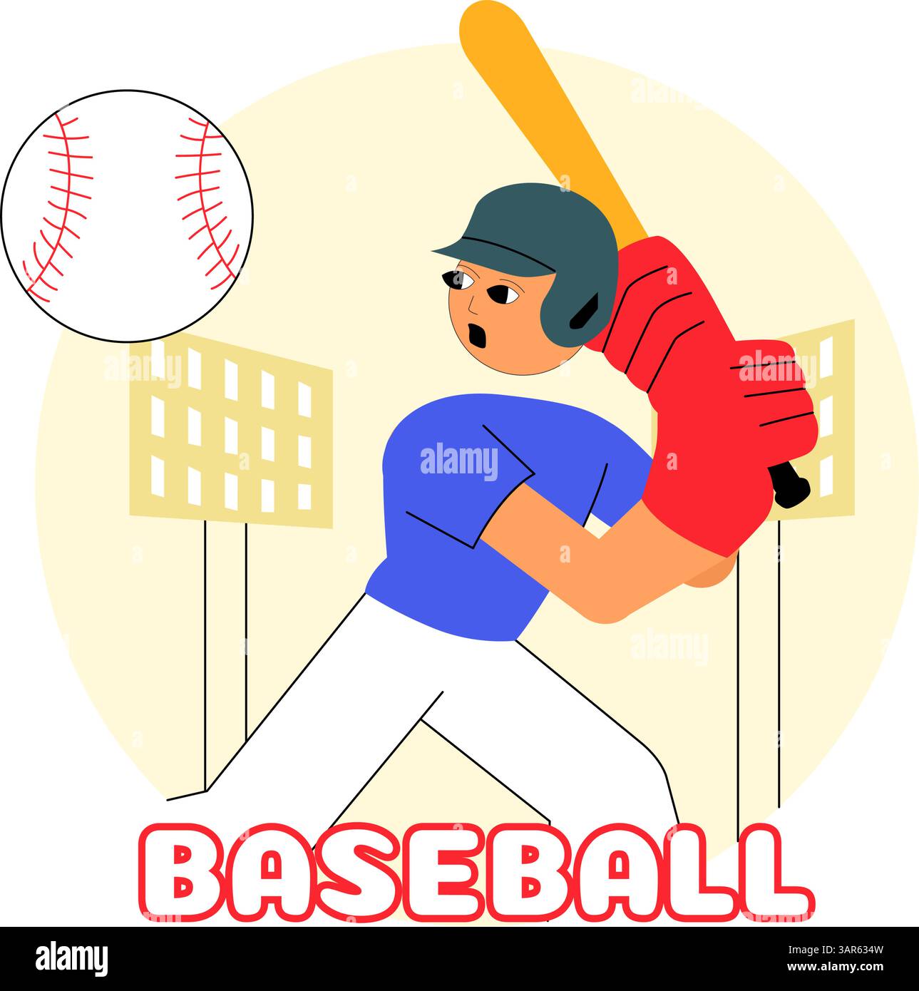 A Baseball Player Sport Vector Illustration featuring an Athlete in ...