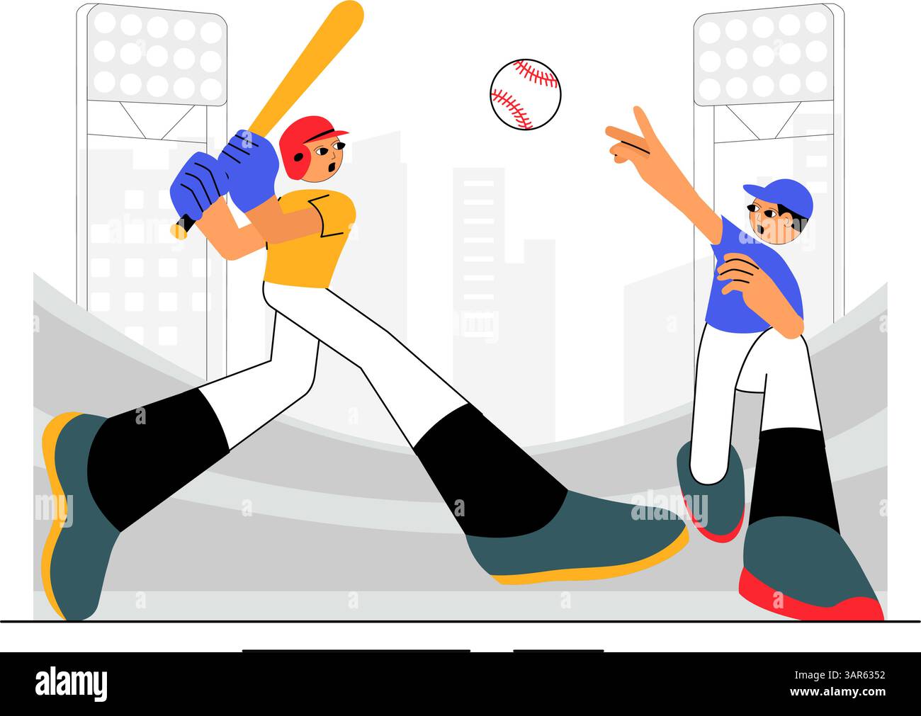 A Baseball Player Sport Vector Illustration featuring an Athlete in ...