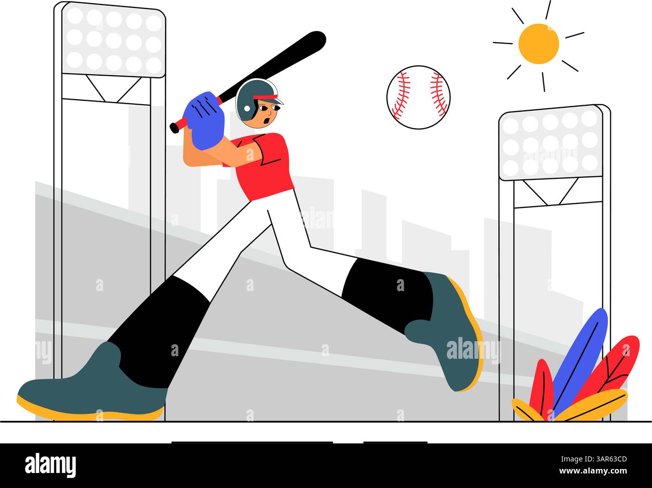 A Baseball Player Sport Vector Illustration featuring an Athlete in ...