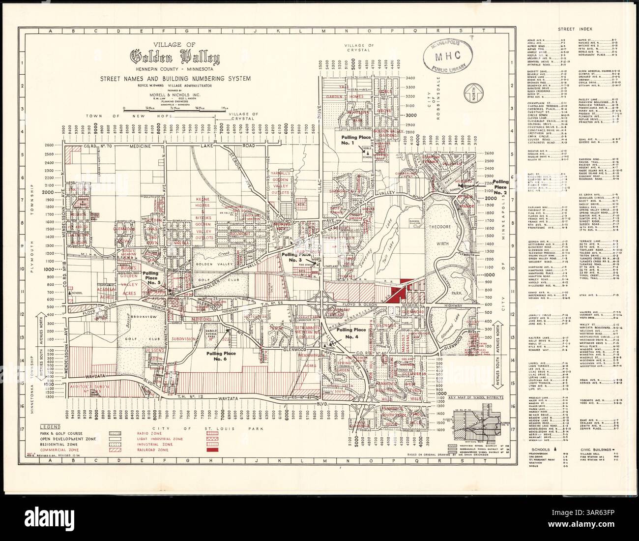 This map of Golden Valley, Minnesota, from December 1954, shows key ...