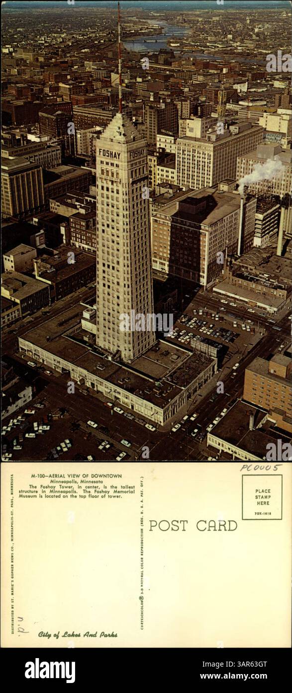 An aerial photograph of downtown Minneapolis taken from above ...