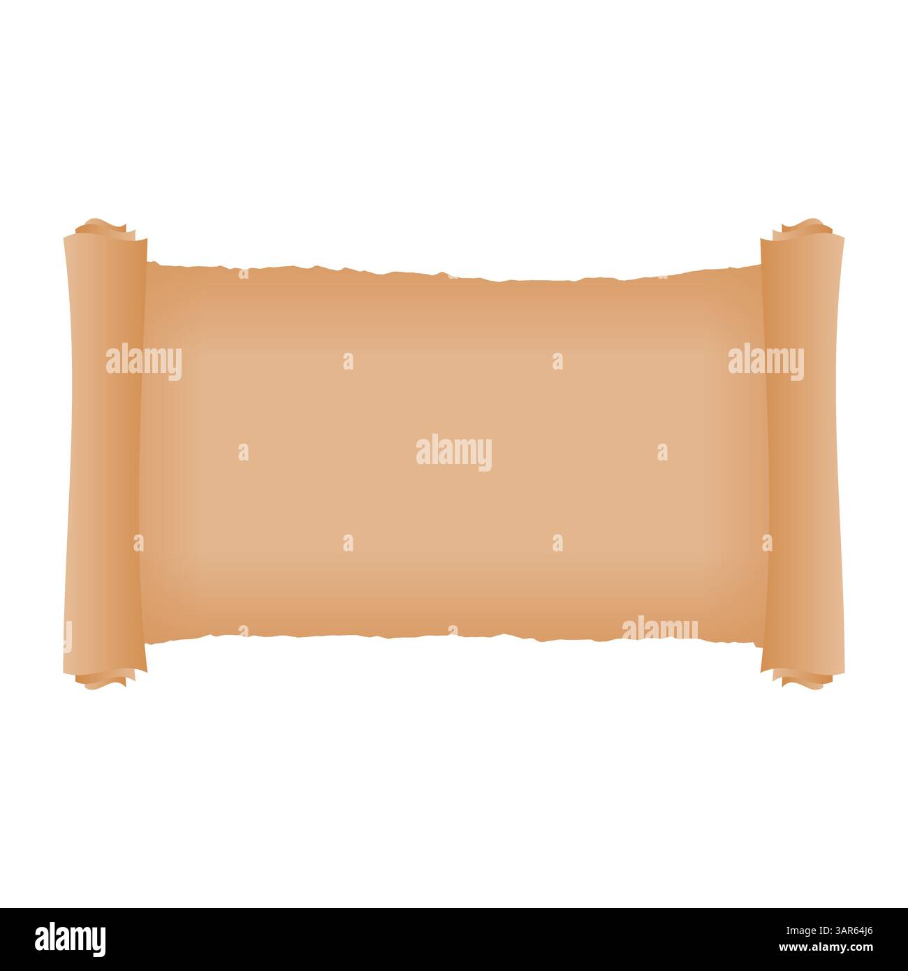 Vintage Paper Scroll Damaged Vector. Blank Vintage Parchment Paper Roll ...