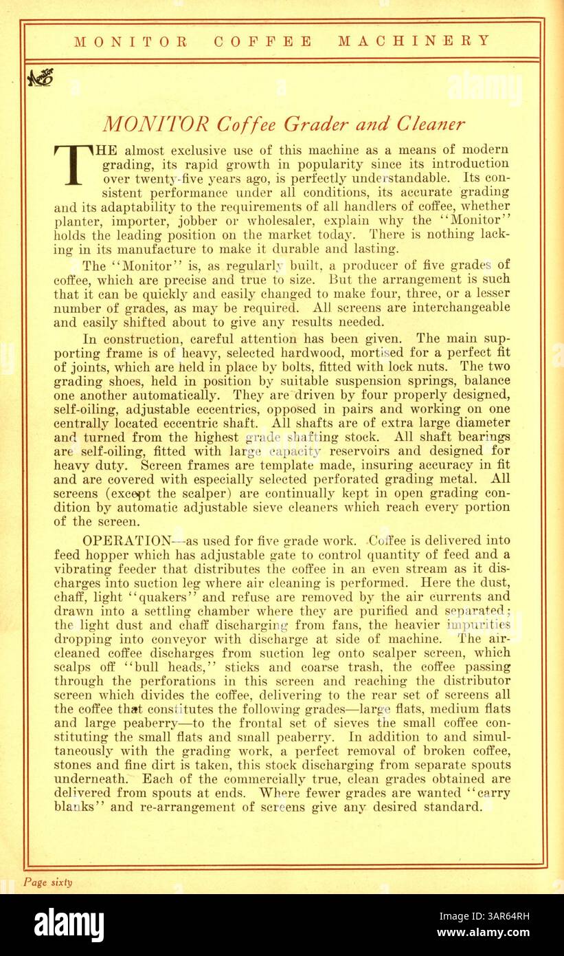 A catalog page from the Monitor coffee machinery company, detailing ...