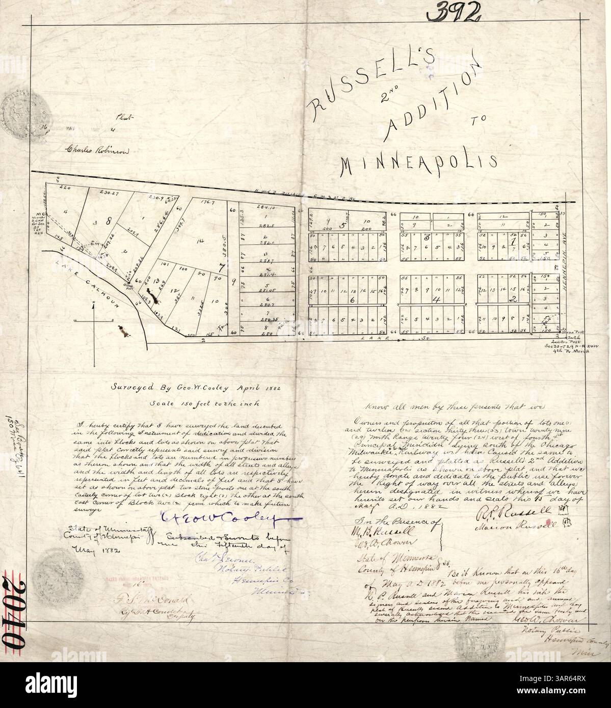 This map showcases Russell's 2nd Addition to Minneapolis, a subdivision ...