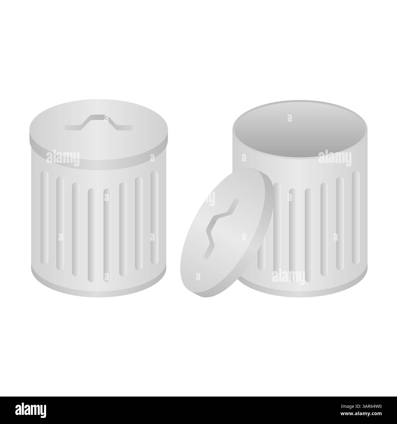 Clean Metal Trash Bin Vector. Trash Bin Icon on White Background ...