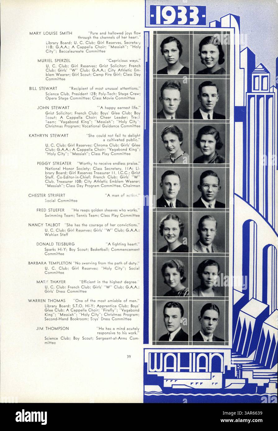 The 1933 Washburn Yearbook, 'Wahian,' features students, faculty ...