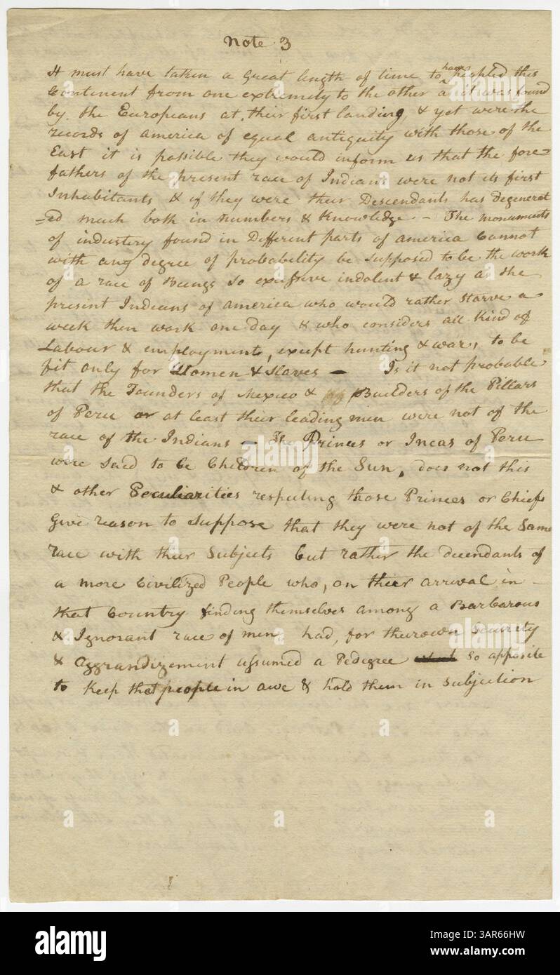 A set of manuscript notes from John Evans, written circa 1804 ...