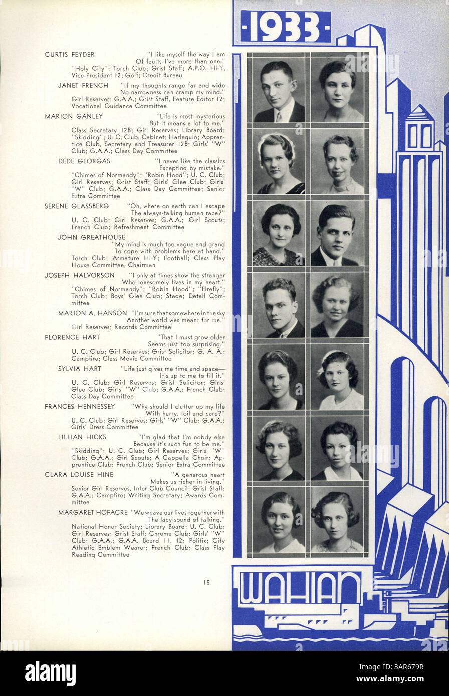 The 1933 'Wahian' yearbook from Washburn High School highlights student ...