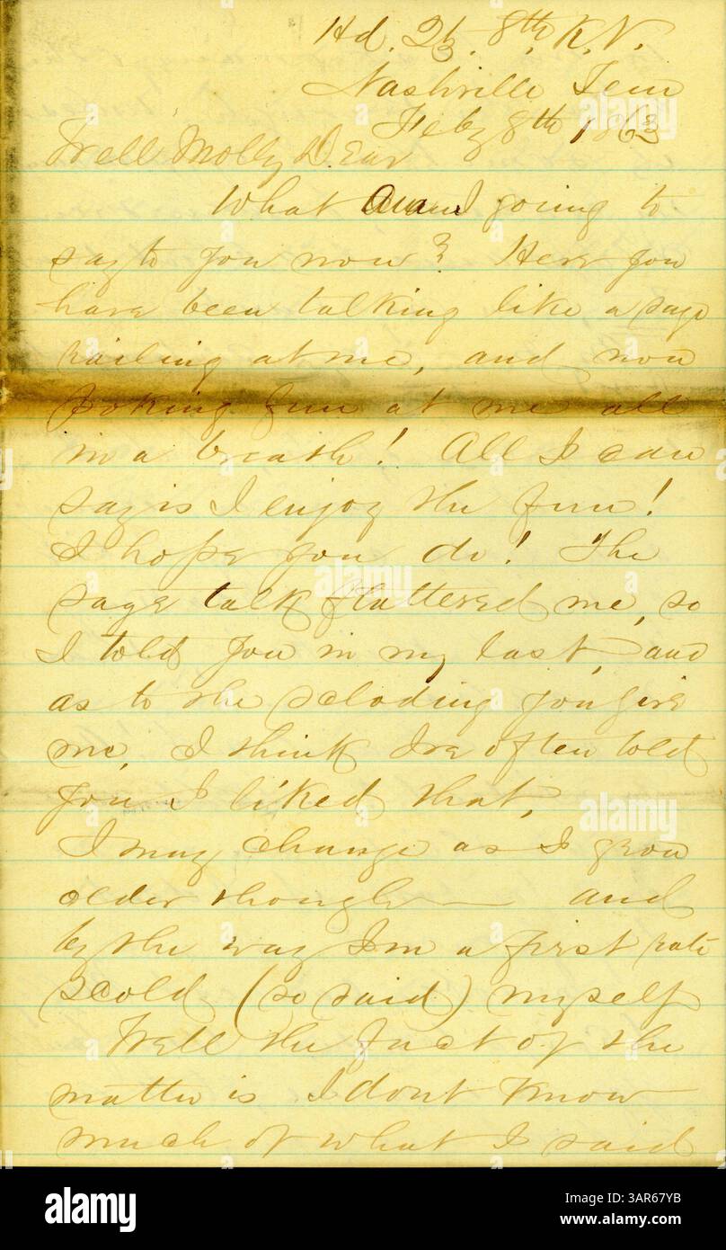 This letter, dated February 8, 1863, from James E. Love in Nashville ...
