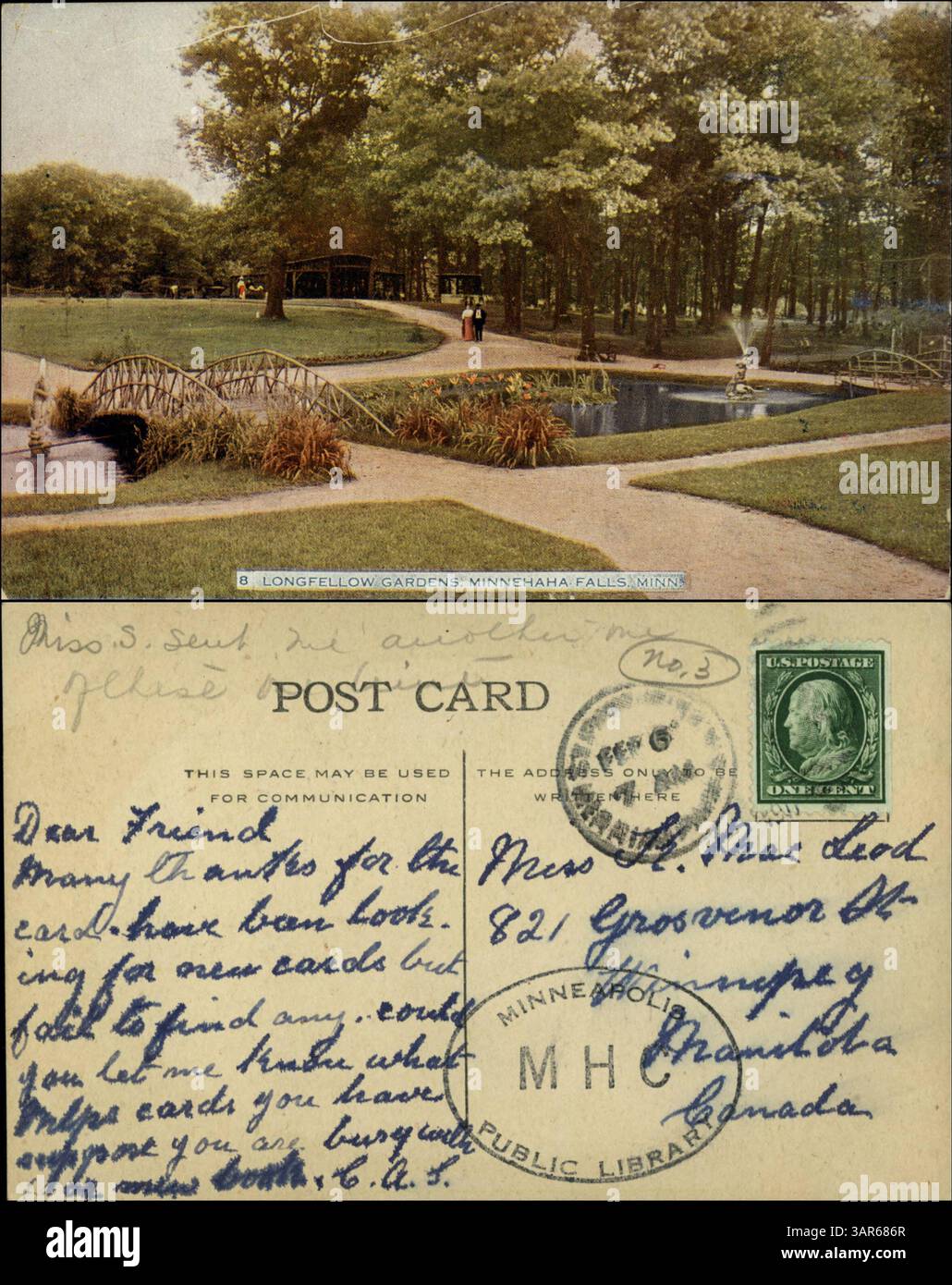 This postcard captures Longfellow Gardens, located near Minnehaha Falls ...