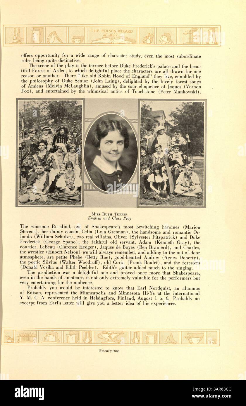 The 1927 Wizard yearbook from Edison High School records the students, faculty, athletics, clubs ...