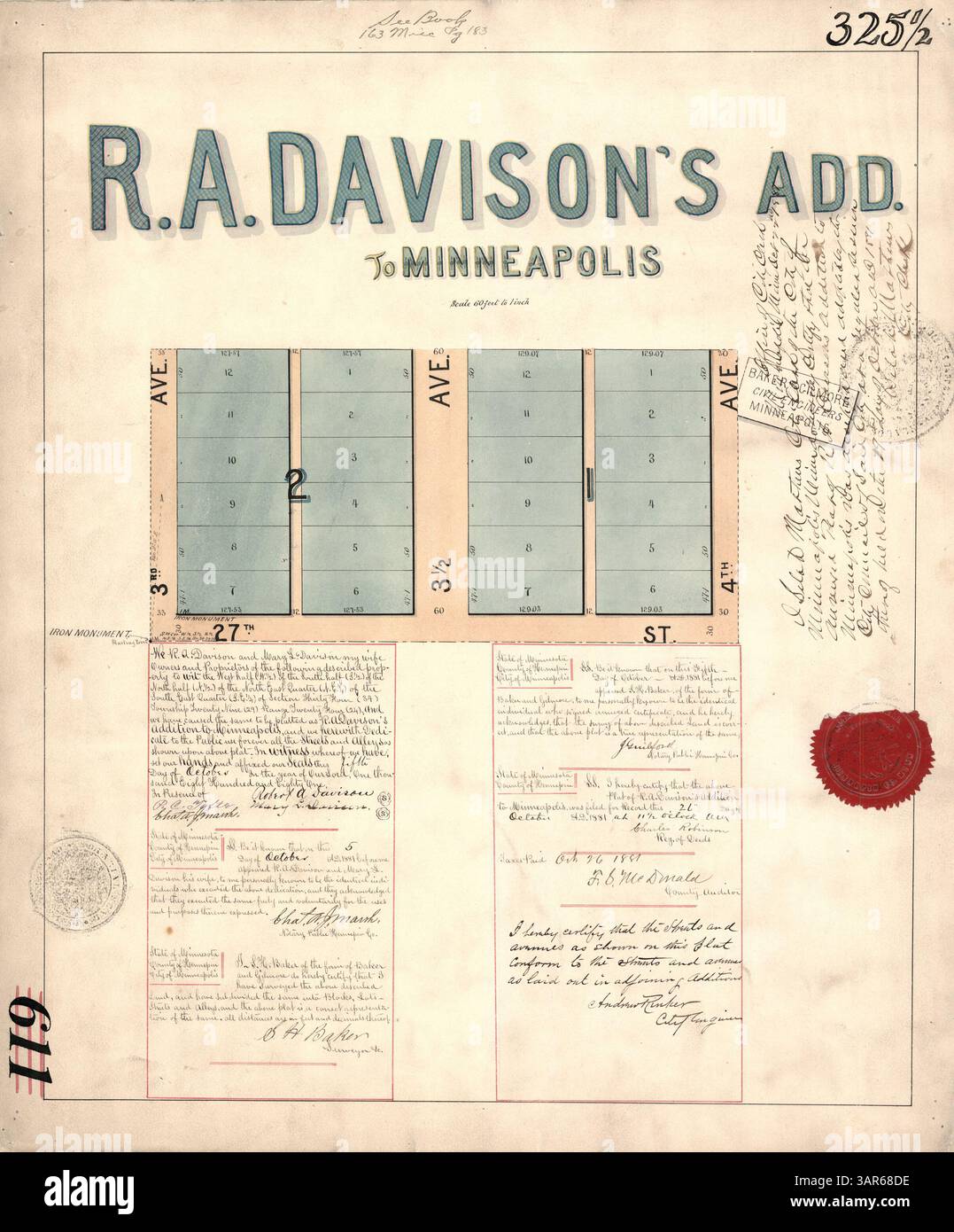 This map shows R.A. Davison's addition to Minneapolis, an expansion ...