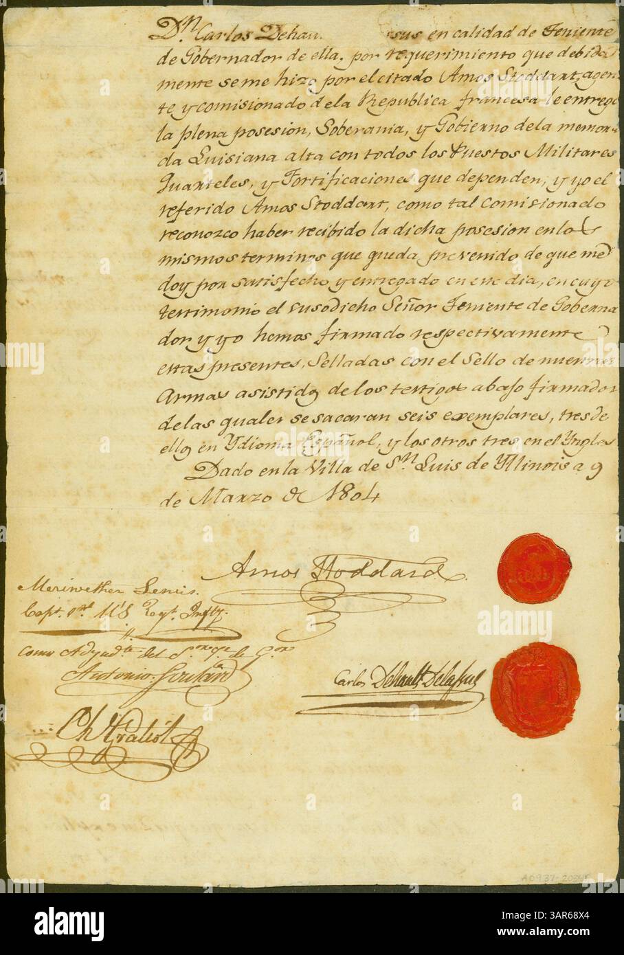 A two-sided document dated March 9, 1804, detailing the transfer of ...