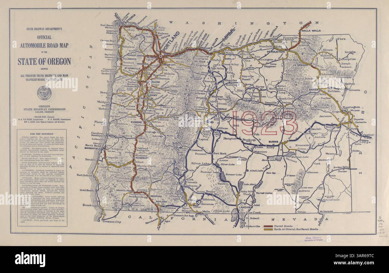 This 1915 map from the State Highway Department of Oregon shows all ...