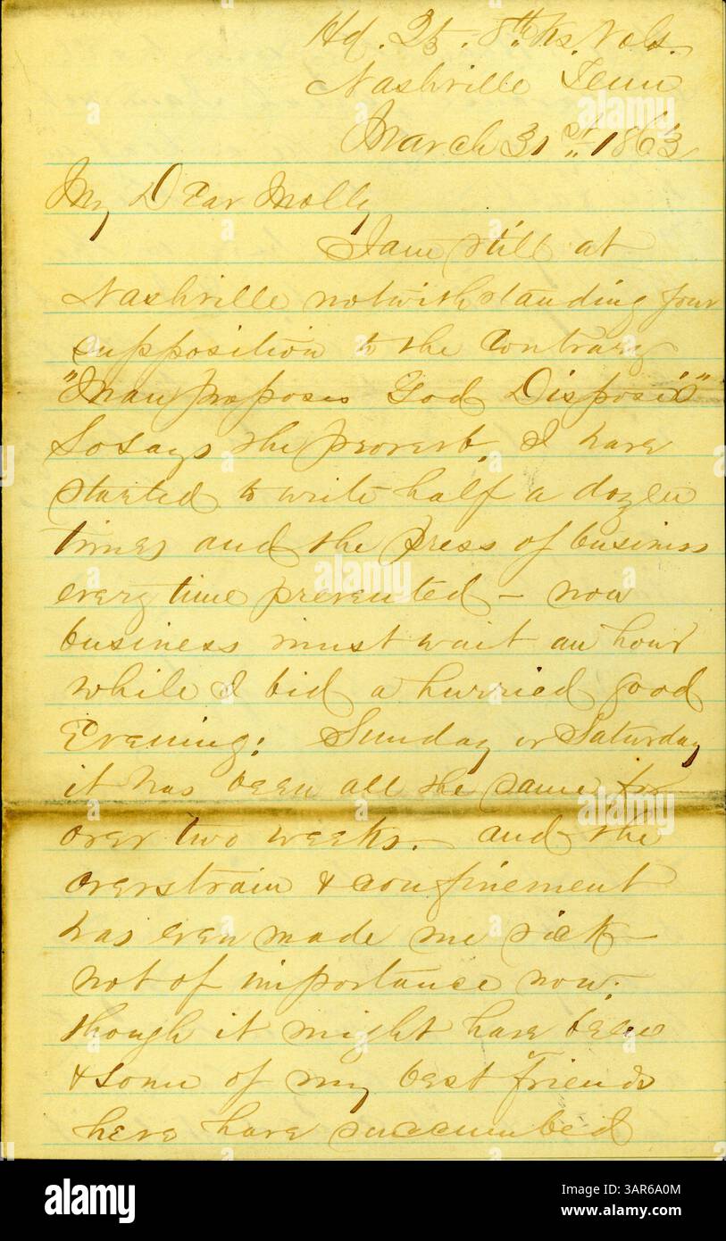 Letter written by James E. Love from Nashville, Tennessee, to Molly ...