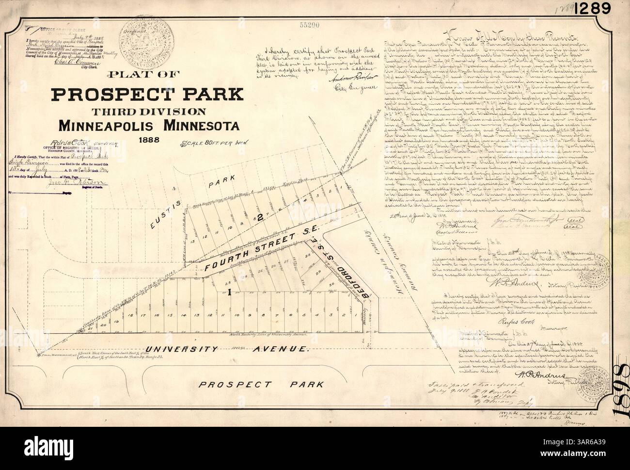 A plat map showing the third division of Prospect Park, a neighborhood ...